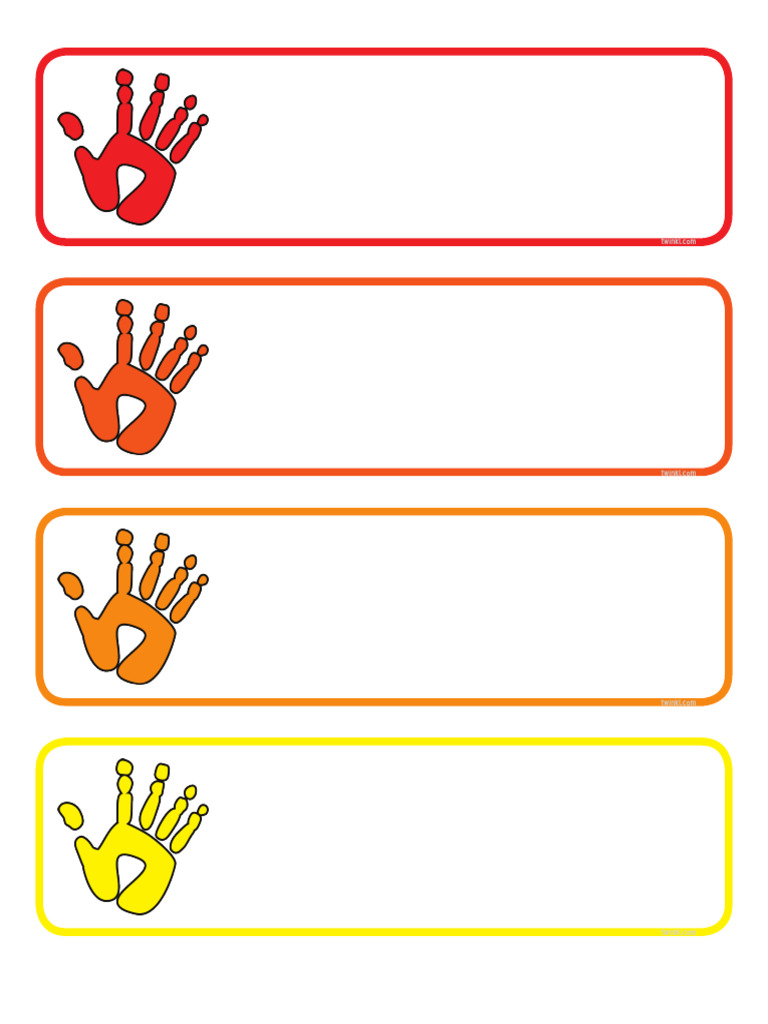 Handprint Drawer Peg Name Labels | PDF