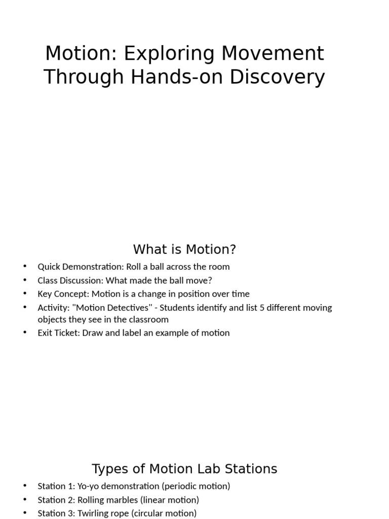 CLASS 9 Motion Exploring Movement Through Hands On Discovery | PDF ...