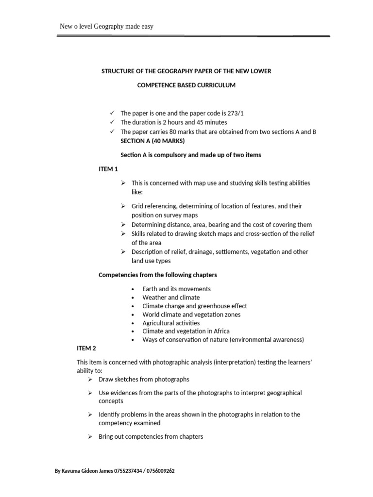 O Level Geography Paper Structure 273/1 | PDF | Geography | Urbanization