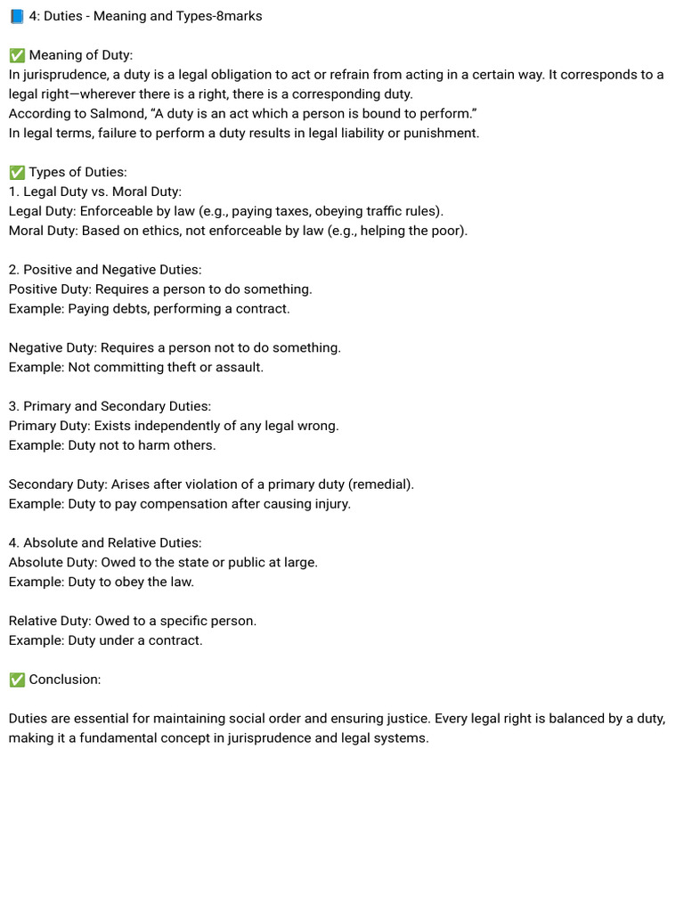 Understanding Legal Duties and Types | PDF