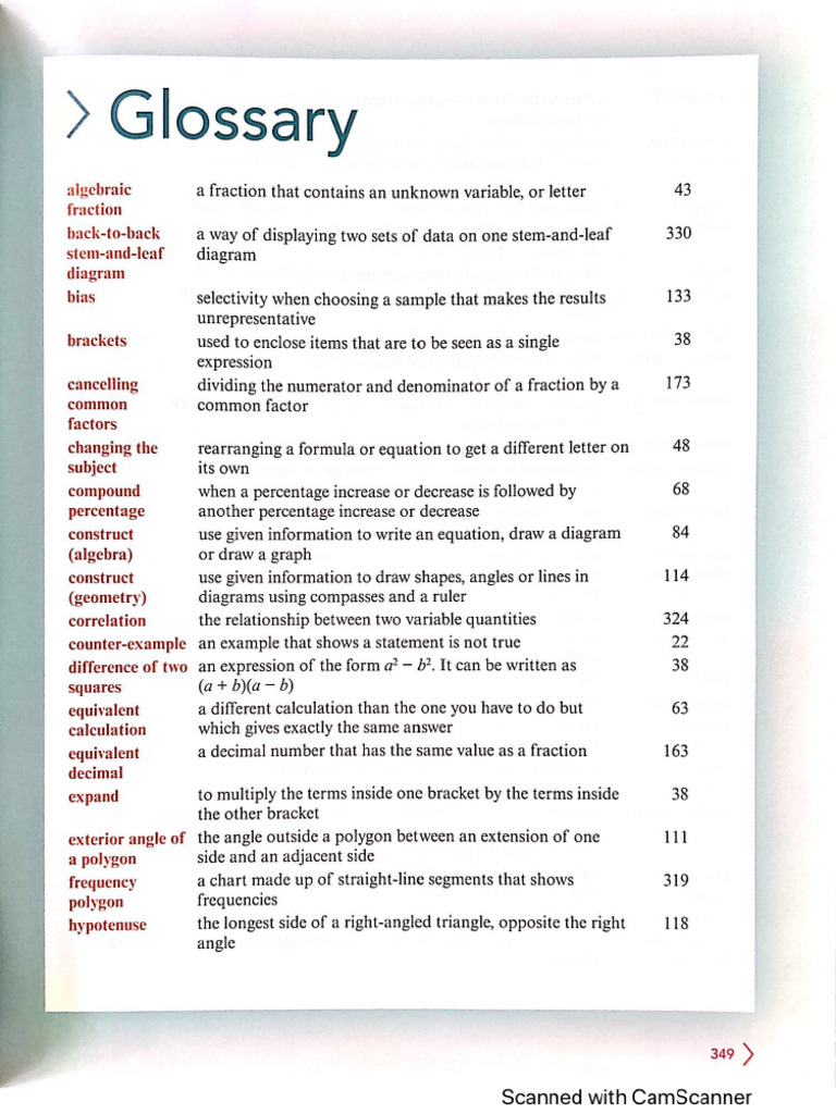 Y10 Math Glossary | PDF