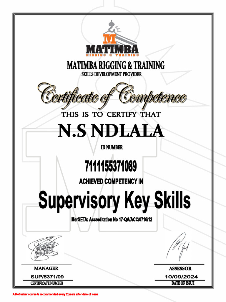 Matimba Training Certificate Confirmation | PDF