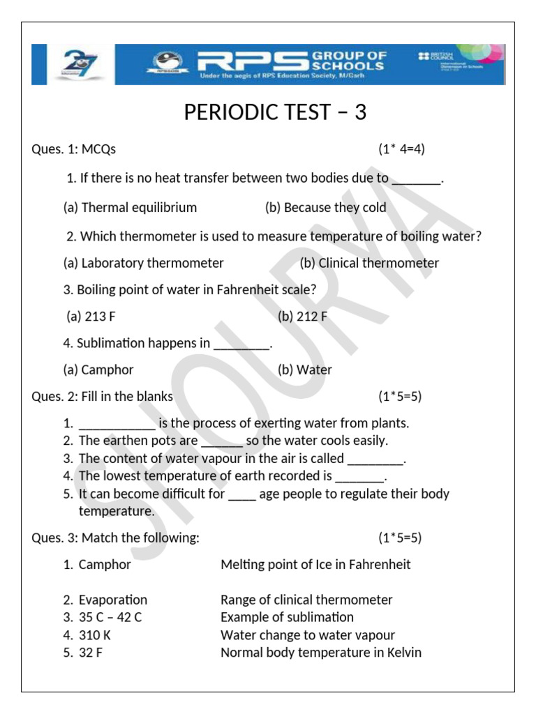 Periodic Test 3: Science MCQs & Q&A | PDF