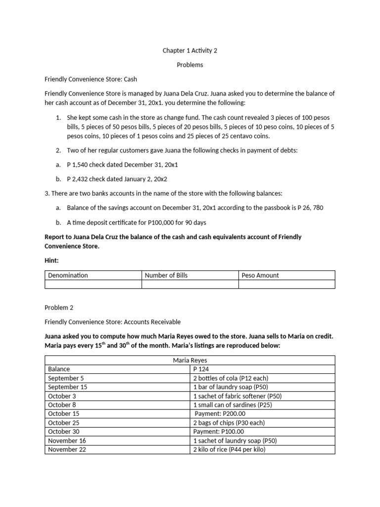 Chapter 1 Activity 2 | PDF | Promissory Note | Cash