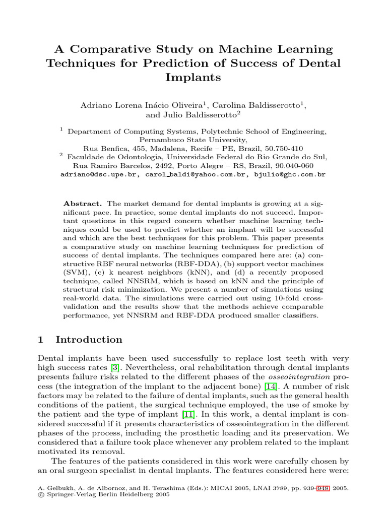 Oliveira 2005 | PDF | Support Vector Machine | Cross Validation (Statistics)