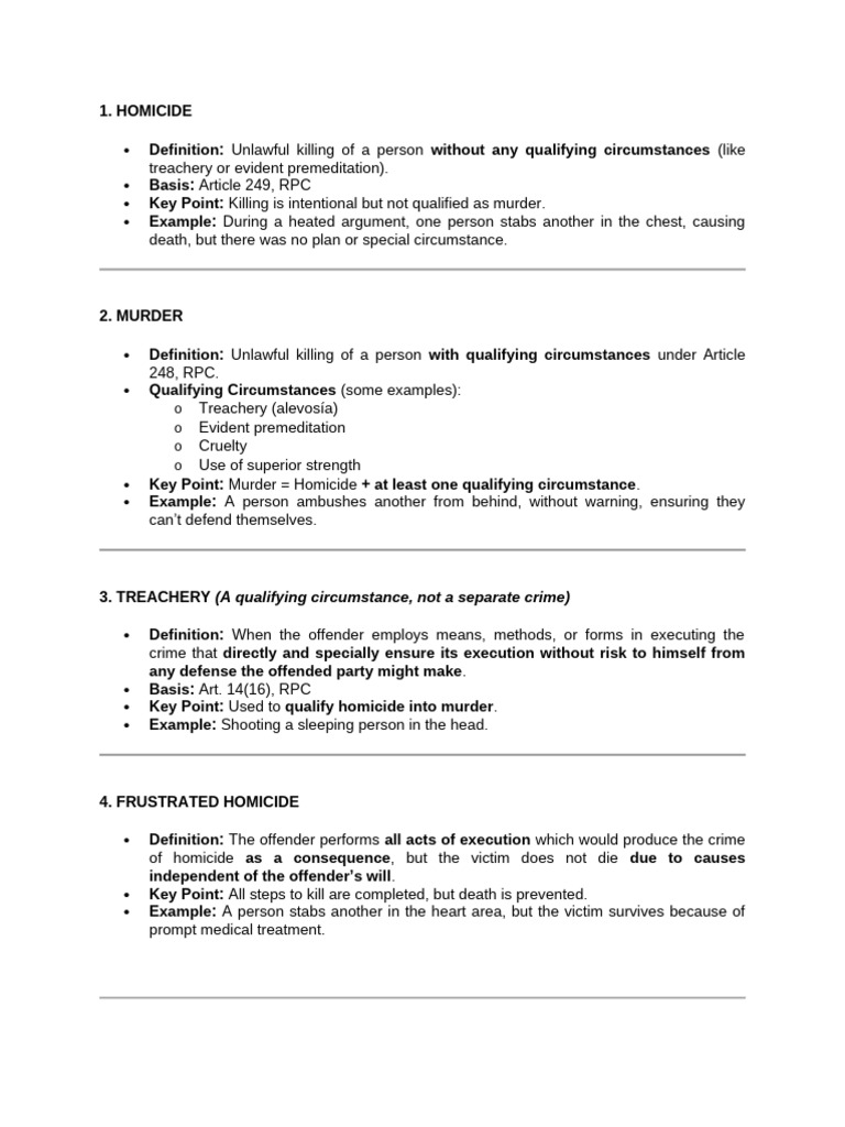 Difference Between Murder,... | PDF | Murder | Homicide