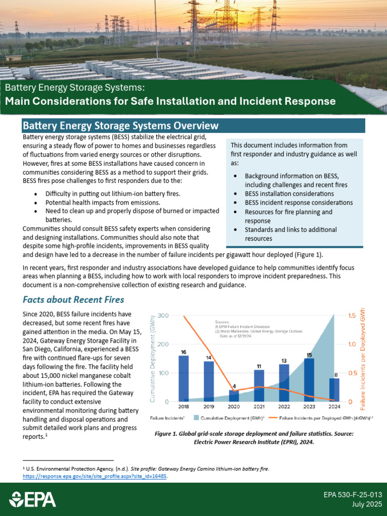BESS Fire Safety and Response Guidelines | PDF | Energy Storage