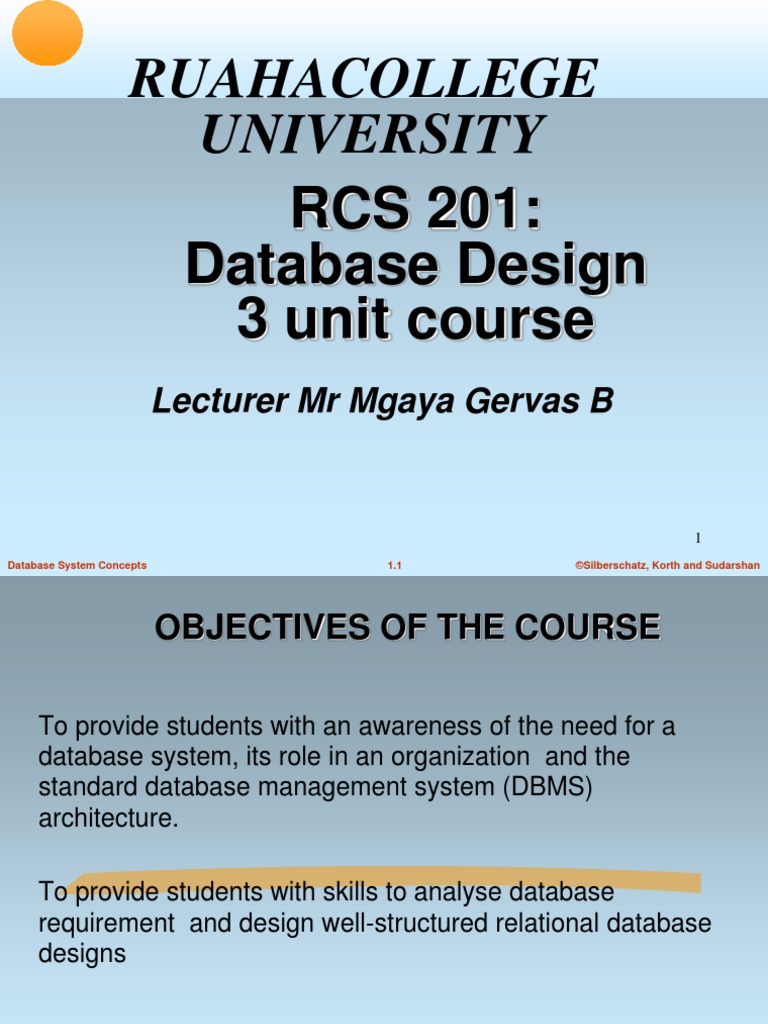 Ruahacollege University: RCS 201: Database Design 3 Unit Course | PDF | Conceptual Model | Data ...