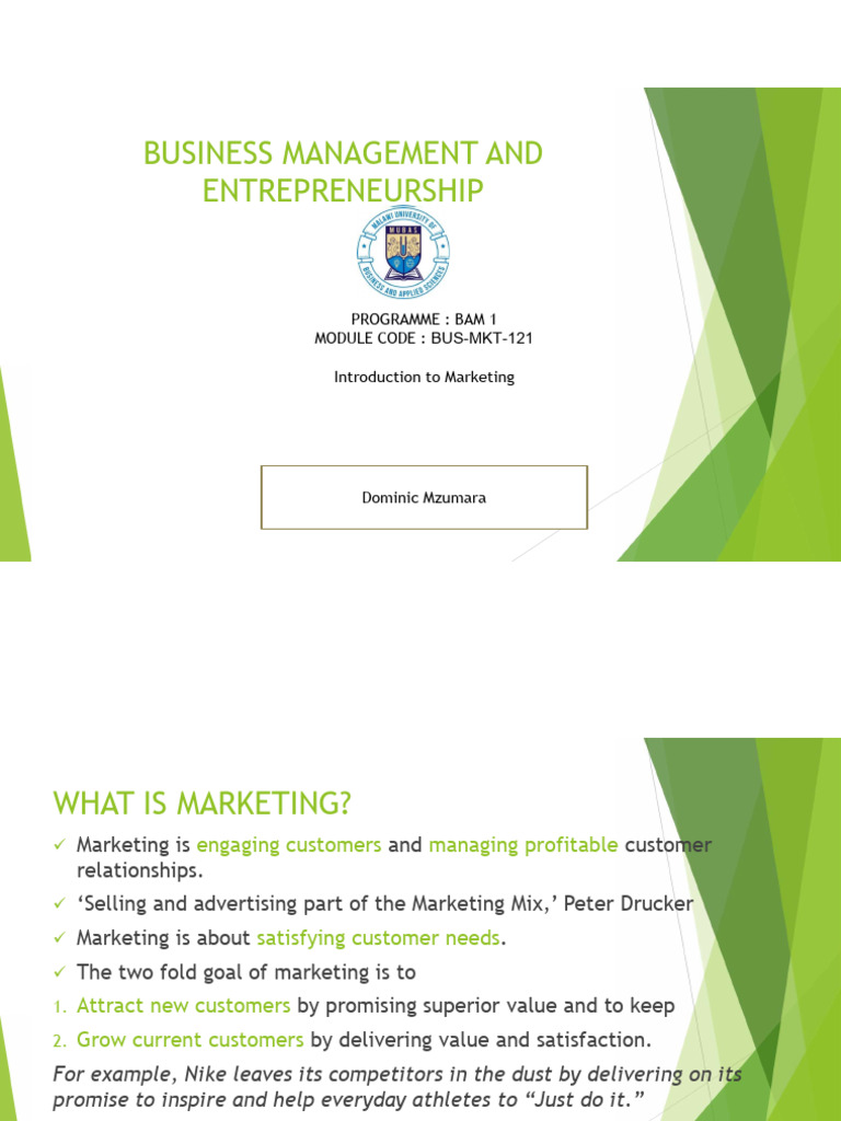 Introduction to Marketing Concepts | PDF | Marketing | Customer