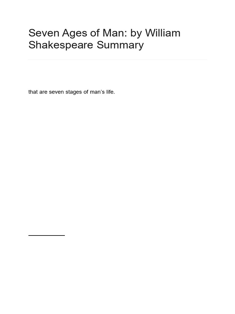 Shakespeare's Seven Ages of Man Explained | PDF | Infants | Love