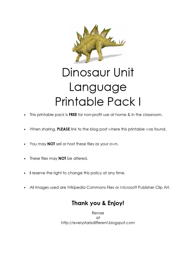 Free Dinosaur Printable Pack | PDF | Dinosaurs | Zoology