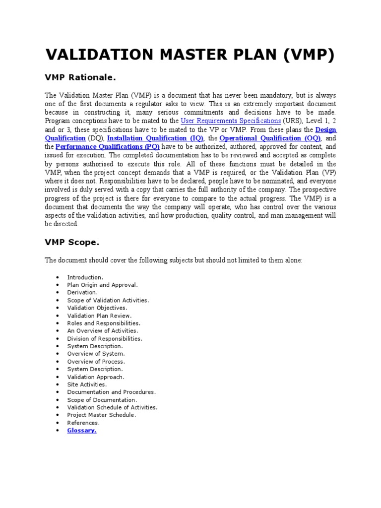 Validation Master Plan | PDF