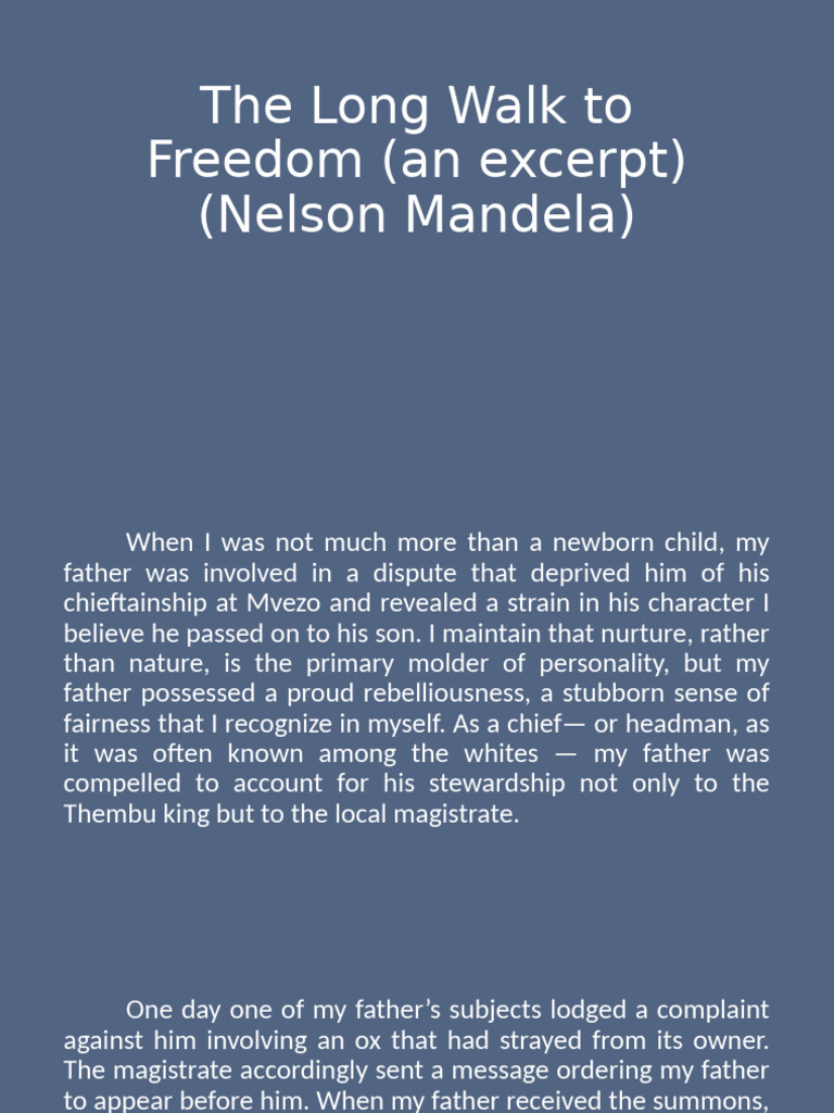 The Long Walk To Freedom An Excerpt | PDF