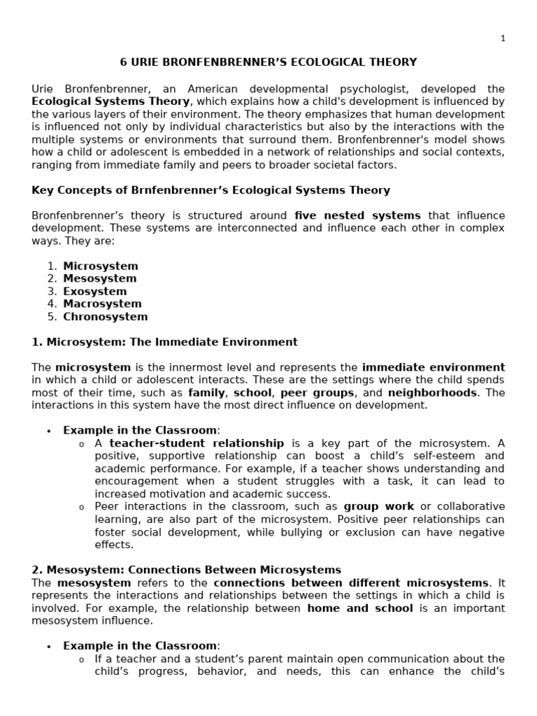 6 Bronfenbrenners Ecological Theory | PDF | Adolescence | Learning