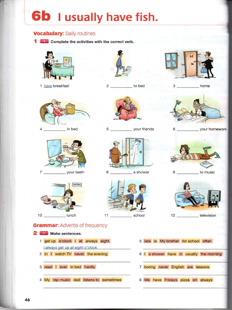 Present Simple - Adverbs of Frequency Kids 4 | PDF