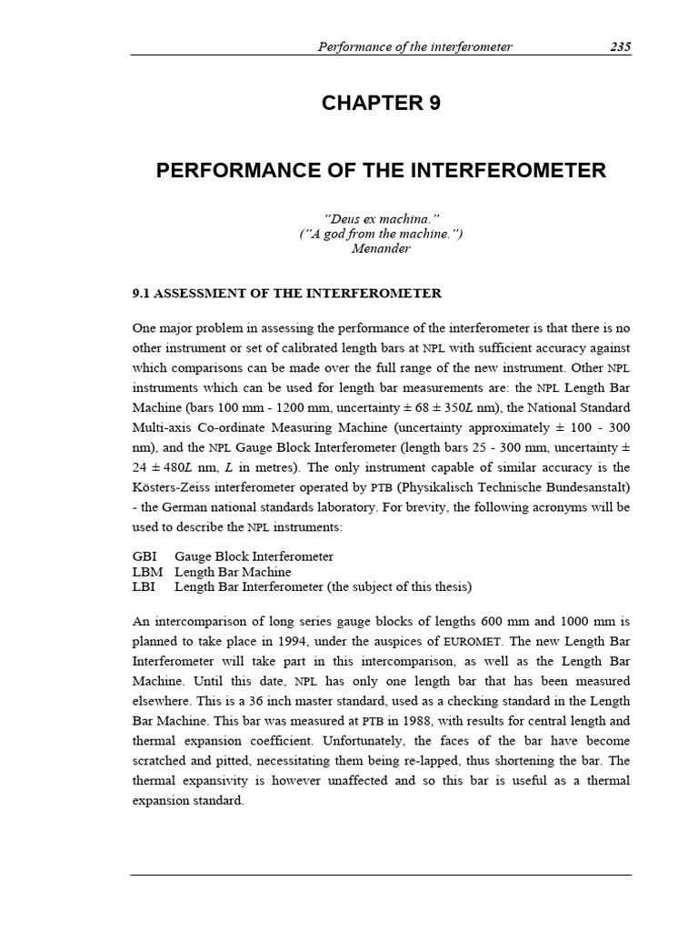 Performance of the Interferometer | PDF | Interferometry | Uncertainty
