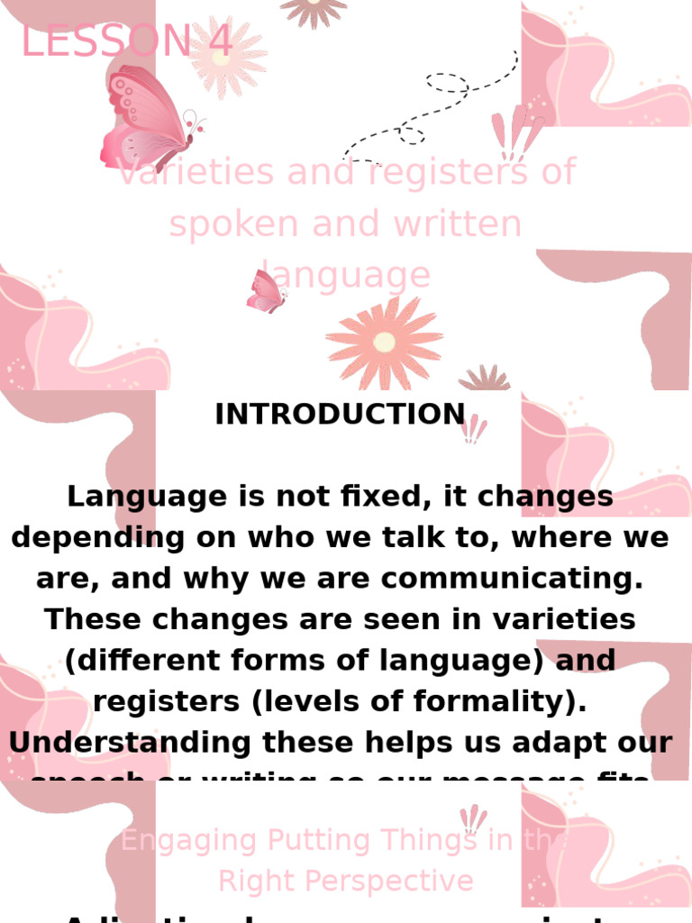 Varieties and Registers of Spoken and Written Language | PDF | Jargon ...