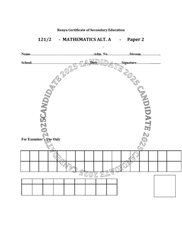 KCSE 2025 Mathematics Paper 2 Exam | PDF | Latitude | Mathematics