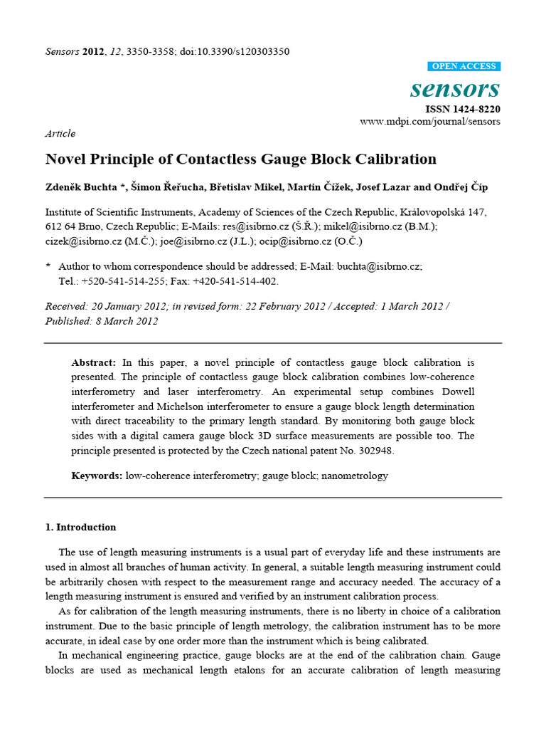Contactless Gauge Block Calibration Method | PDF | Interferometry ...