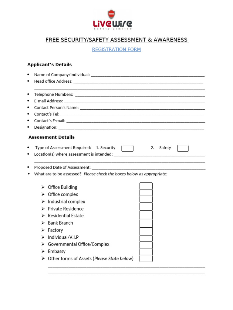 FREE SAFETY Assessment Form | PDF