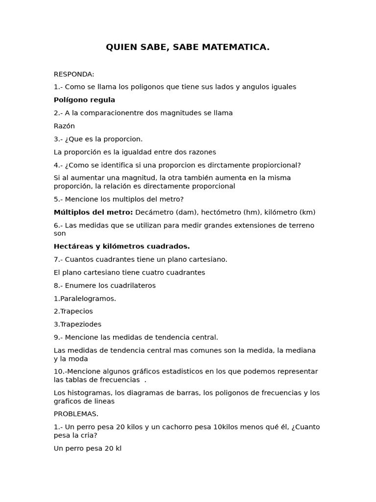 Preguntas de Mate y Lengua | PDF | Mecánica del lenguaje | Gramática