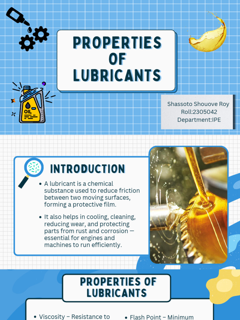 Properties of Lubricant | PDF | Lubricant | Water