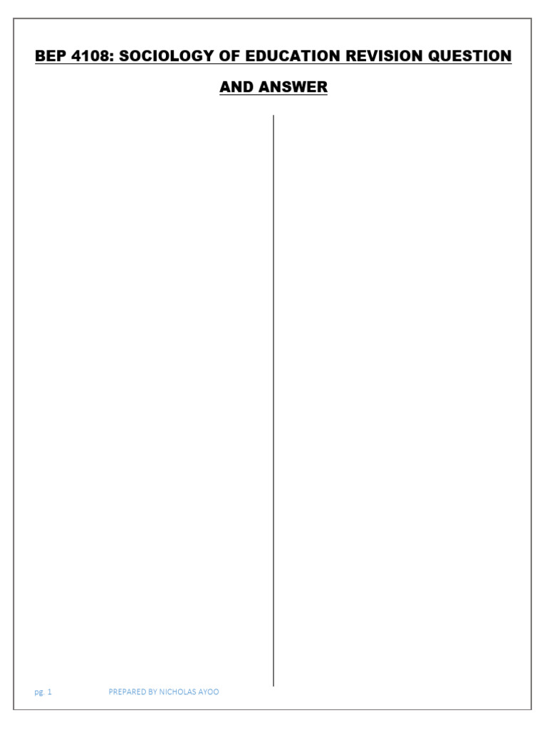 Sociology of Education Revision | PDF | Deviance (Sociology) | Sociology