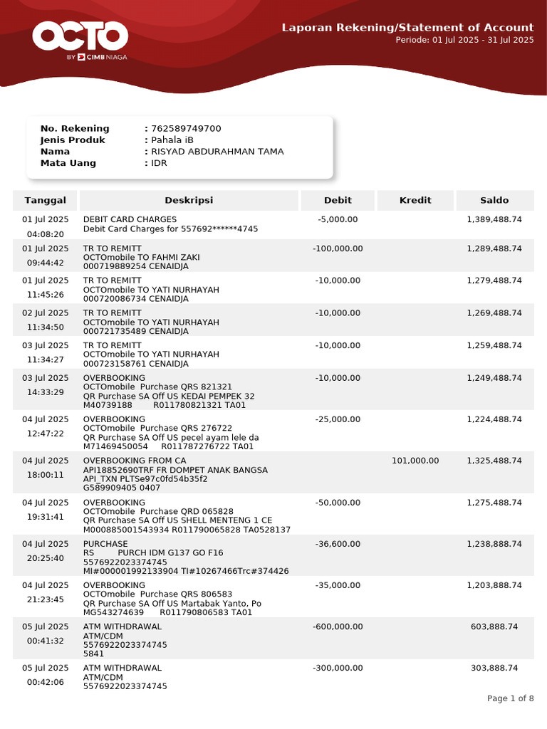 CASA Statement Jul2025 01082025093206 PDF | PDF | Payments | Financial Technology