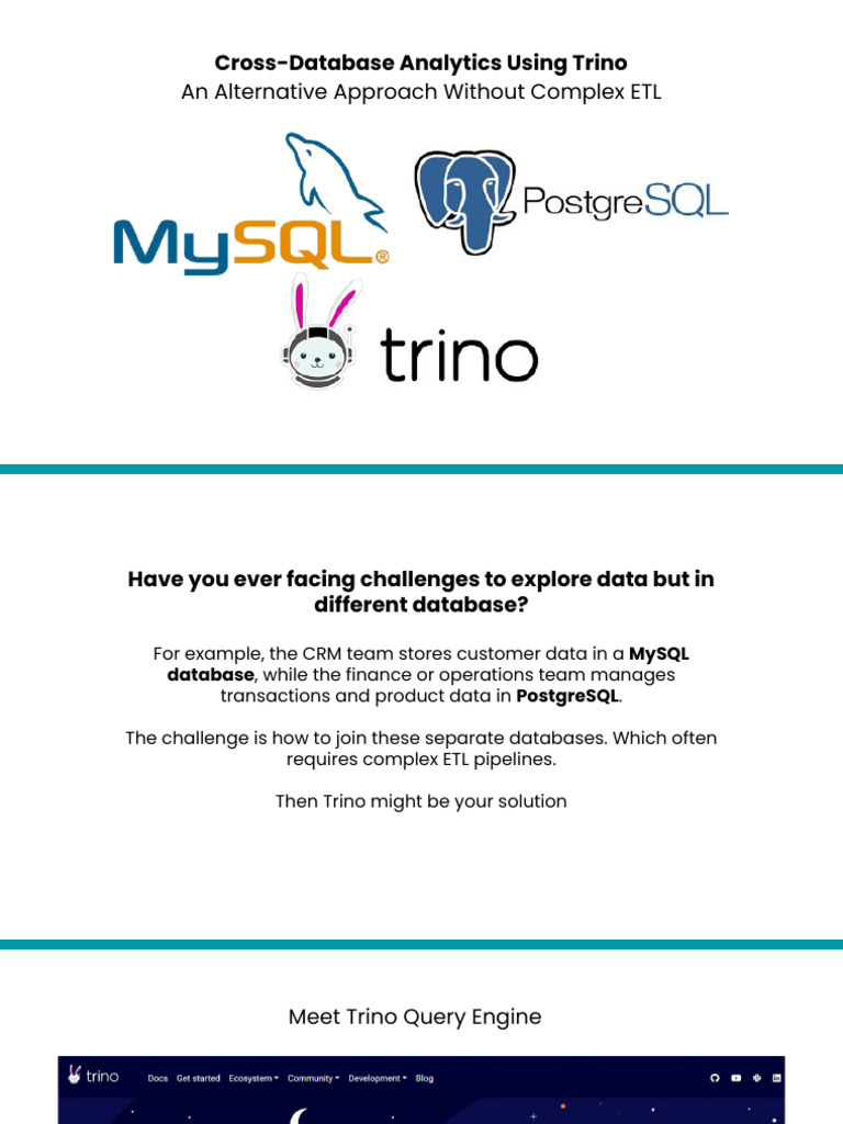 Cross-Database Analytics Using Trino Without Complex ETL | PDF | Databases | Postgre Sql