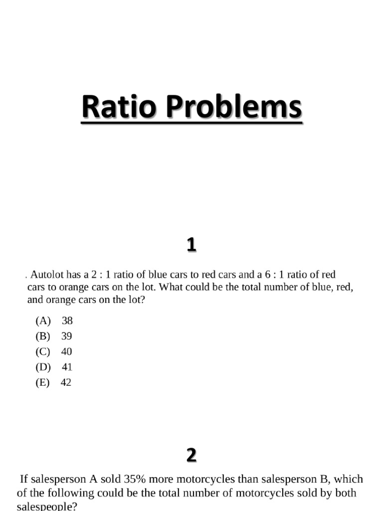 Ratio and Percent Problem Solutions | PDF