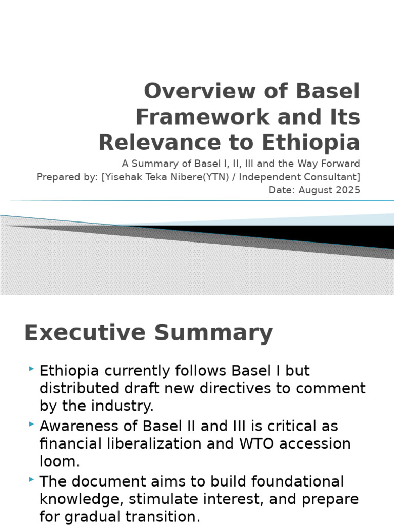 Basel Framework Ethiopia Overview | PDF | Basel Ii | Basel Iii
