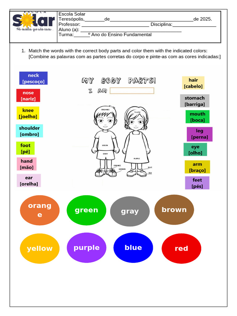 Body Parts Coloring Worksheet | PDF