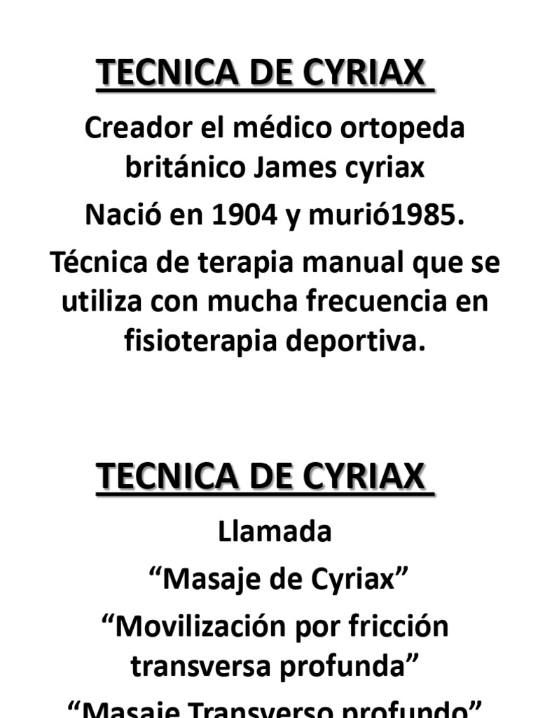 Técnica de Cyriax en Fisioterapia | PDF | Especialidades Medicas ...