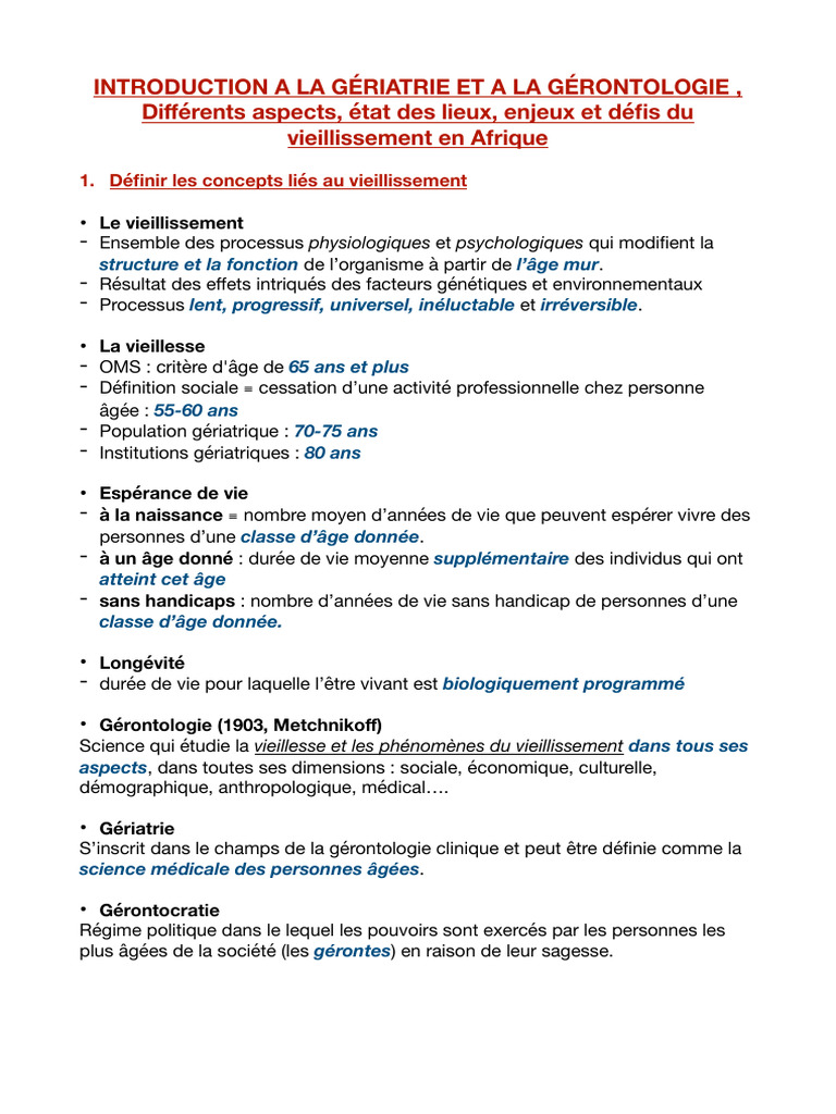 Vieillissement en Afrique : enjeux et défis | PDF | Télomère | Sénescence