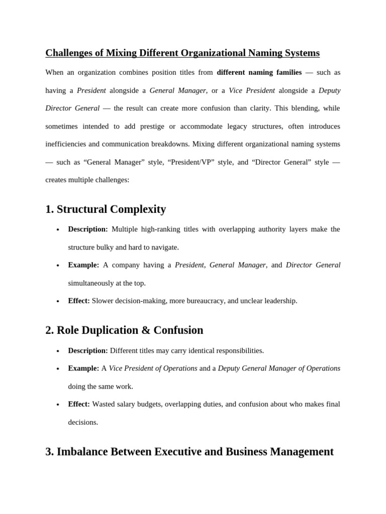 Challenges of Mixing Different Organizational Naming Systems | PDF ...