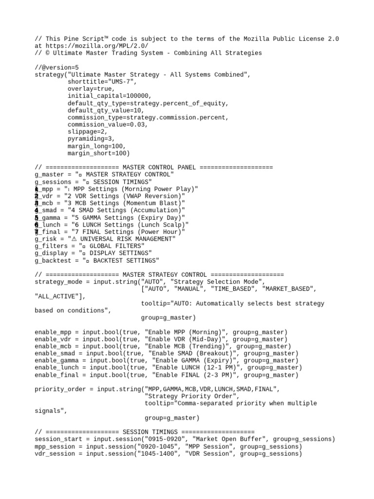 Ultimate Master Trading Strategy Script | PDF