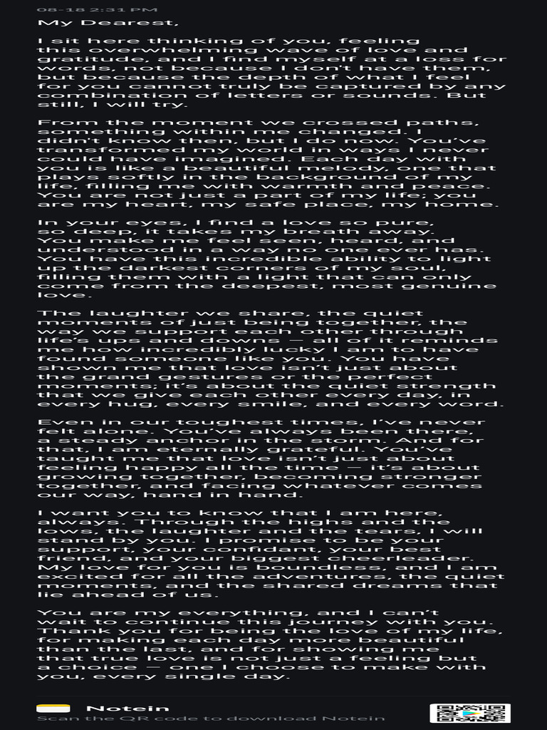 Heartfelt Love Letter to My Partner | PDF
