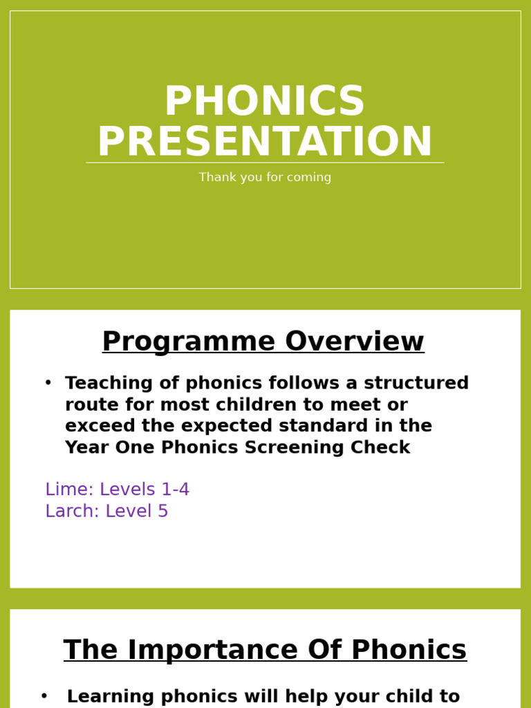 Year 1 Parents Phonics Presentation | PDF | Phonics | Cognition