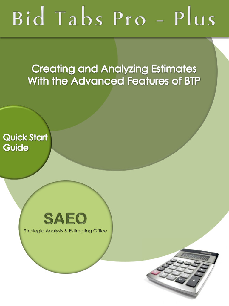 Bid Tabs Pro Plus Manual | PDF | Microsoft Excel | Spreadsheet