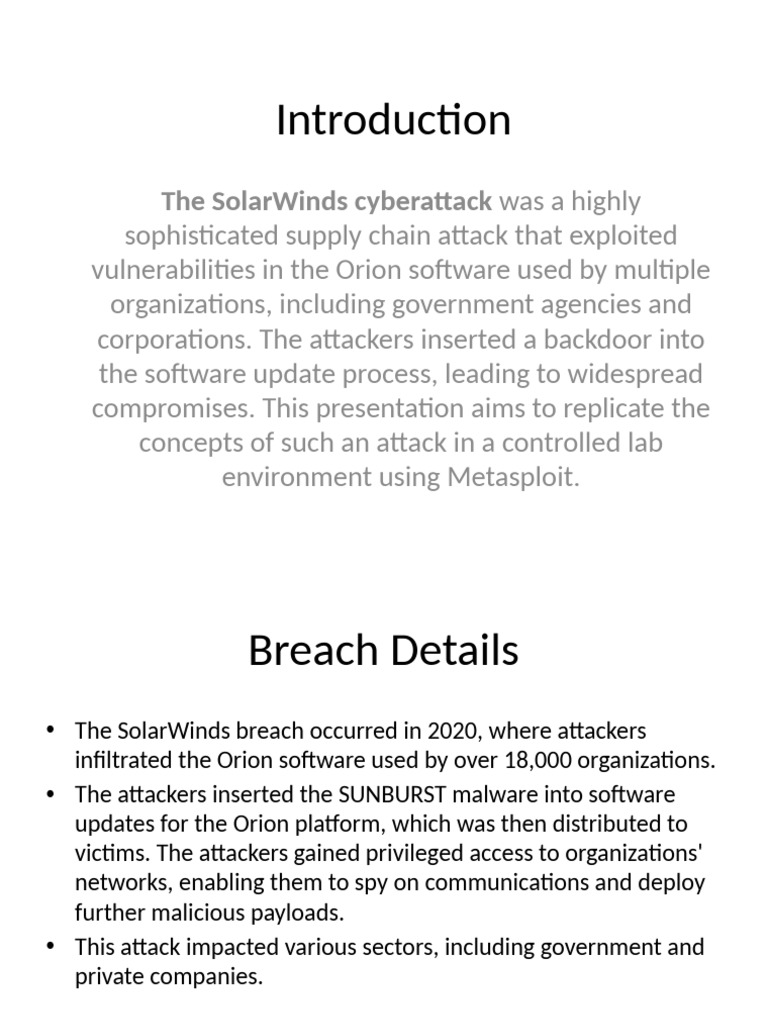 Simulating the SolarWinds Cyberattack | PDF | Computer Security | Security
