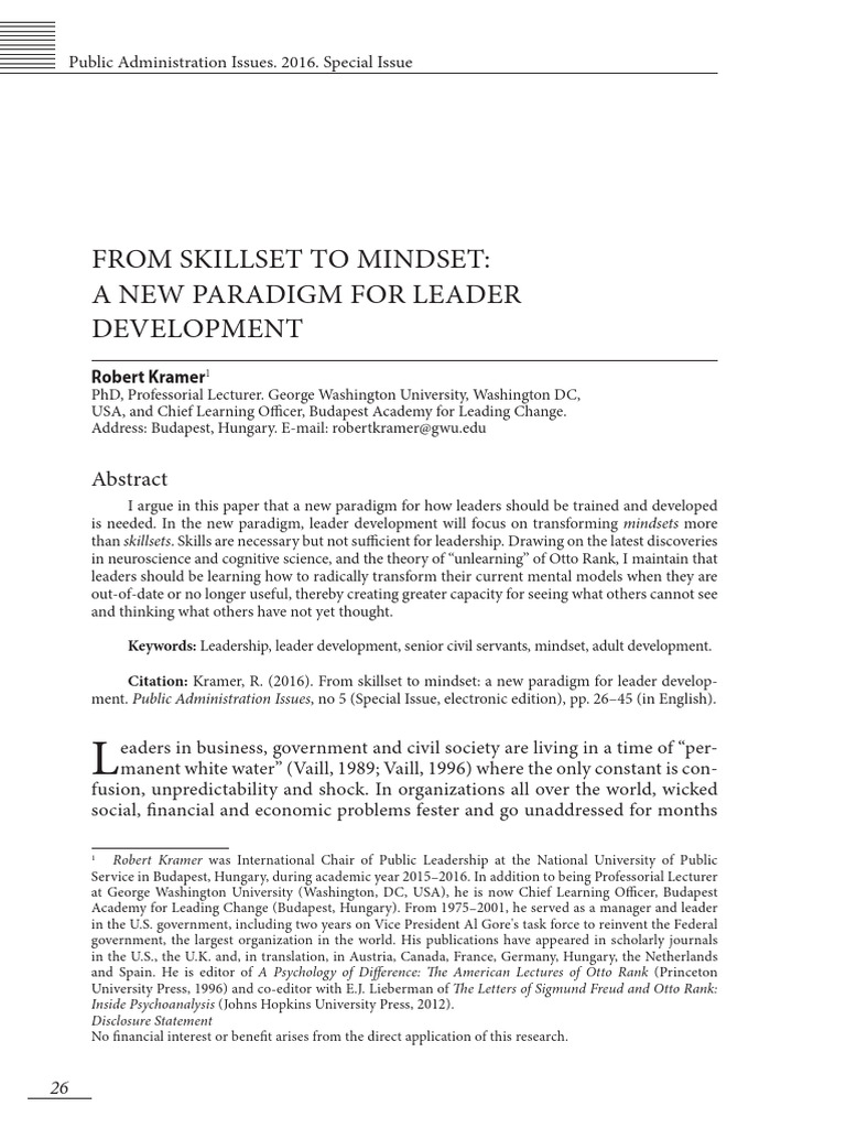 From Skillset To Mindset A New Paradigm For Leader Development | PDF | Mind | Thought