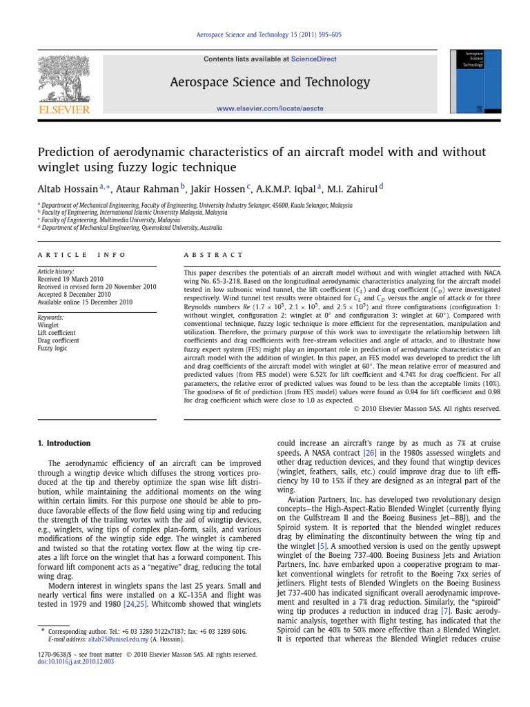 Prediction Of Aerodynamic Characteristics Of An Aircraft Model With And 