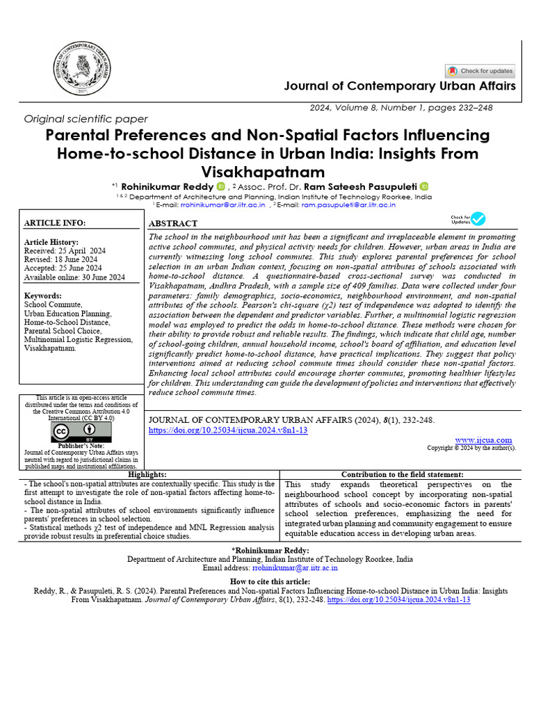 Parental Preferences and Non-Spatial Factors Influencing Home-To-School ...