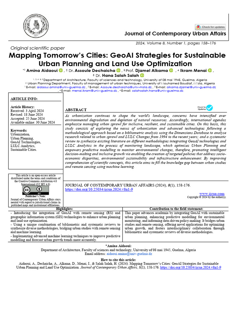 Mapping Tomorrow's Cities: GeoAI Strategies For Sustainable Urban Planning and Land Use ...
