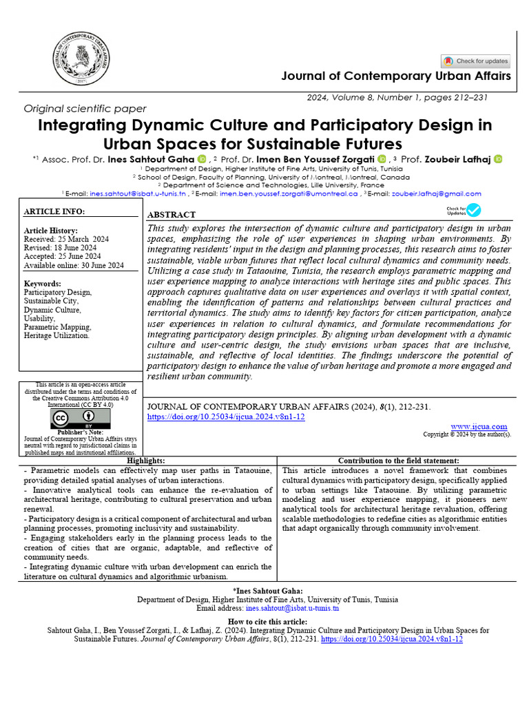 Integrating Dynamic Culture and Participatory Design in Urban Spaces ...
