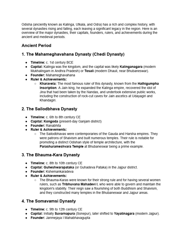 Dynasties and Their Founder, Capital, Rulers and Ach... | PDF