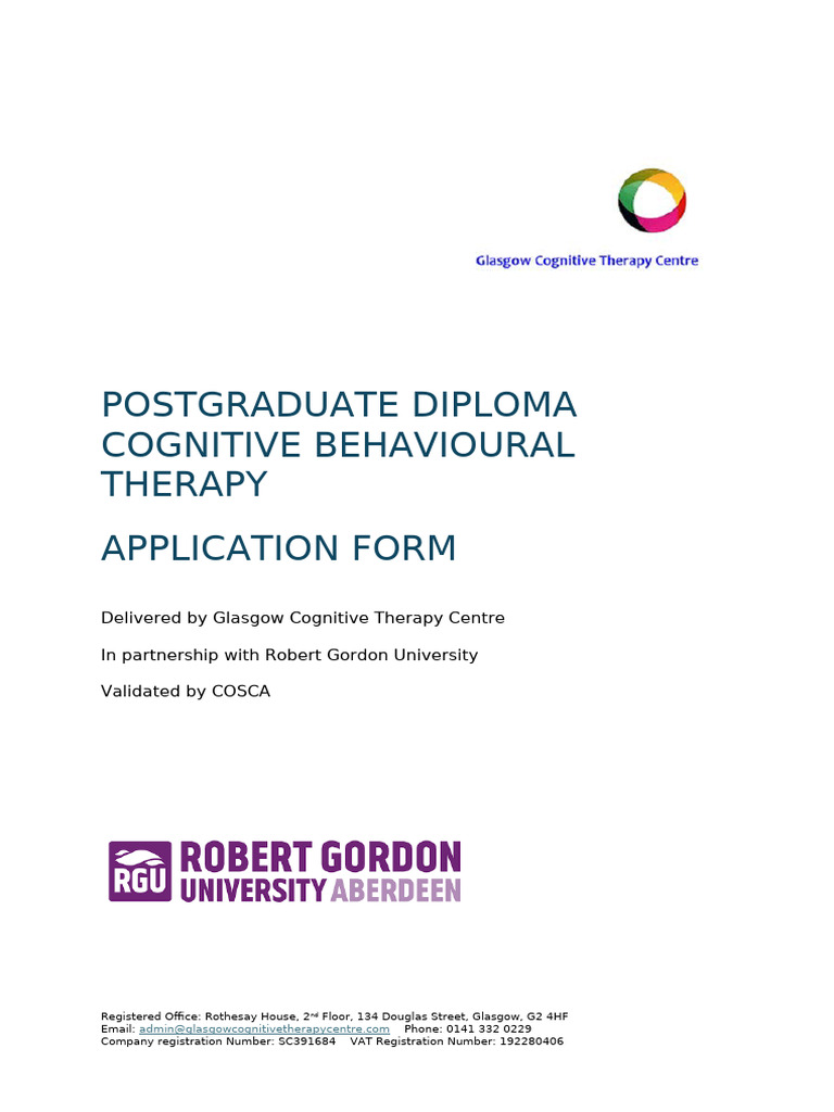 Glasgow CBT Diploma Application Form | PDF | Heterosexuality