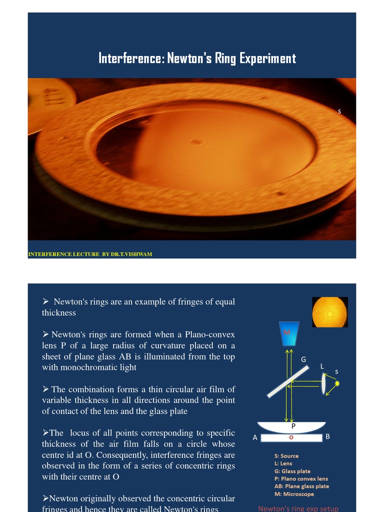 Interference-Newtons Ring Experiment | PDF | Lens (Optics) | Physical ...