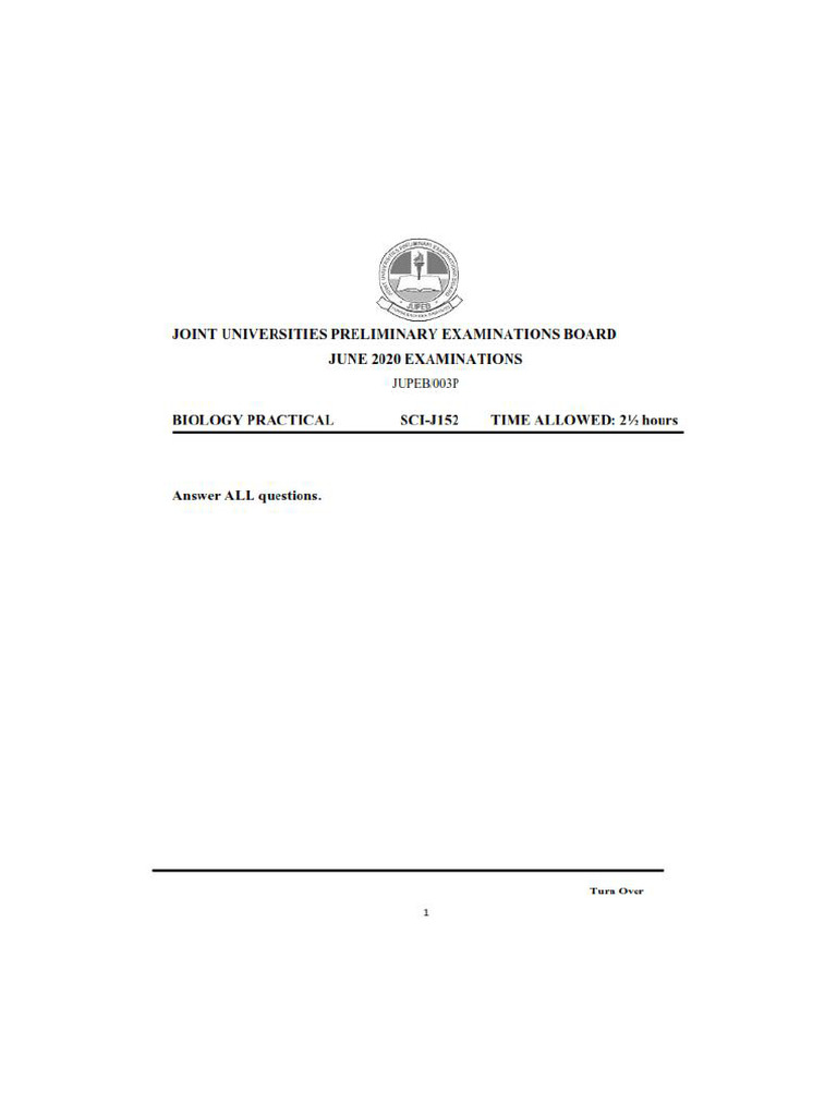 Open 2020 Biology - Practical | PDF