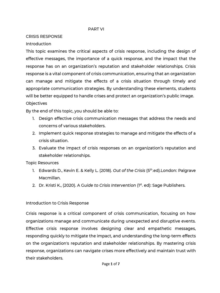 Effective Crisis Response Strategies | PDF | Reputation | Occupational ...